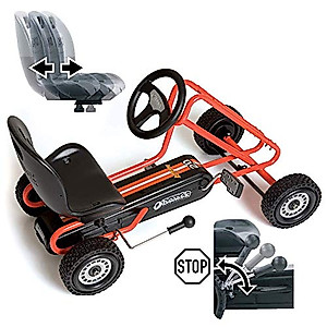 Hauck Lightning - Pedal Go Kart | Pedal Car | Ride On Toys for Boys & Girls with Ergonomic Adjustable Seat & Sharp Handling - Orange, Large