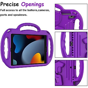 eTopxizu Kids Case for New iPad 10.2 Inch 2021/2020/2019 (9th/8th/7th Gen), Lightweight Shockproof Handle Stand Shoulder Strap Kids Case for 2021/2020/2019 iPad 10.2, iPad Air 3 10.5 2019, Purple