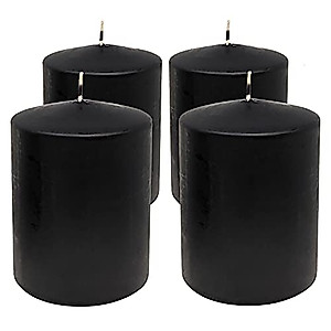 Hyoola Black Pillar Candles 2x3 Inch - 4 Pack Unscented Pillar Candles - European Made
