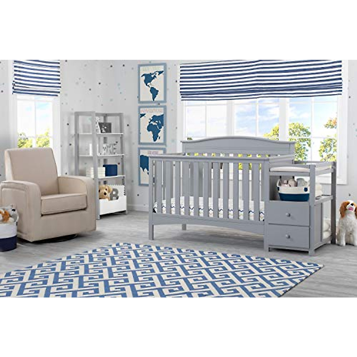 Delta Children Birkley Convertible Crib N Changer, Grey