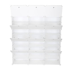 WEI WEI GLOBAL 8-Tier Portable Shoe Rack 48 Pairs Shoe Storage Plastic Organizer Cabinet for Entryway Closet, White (24 Cube)