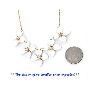 POMINA Floral Flower Bib Necklace Fashion Statement Flower Collar White Necklace for Women (Flower Bib- White)