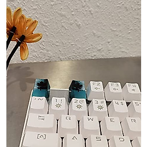 cho26key Gaming Keycaps for Cherry MX Switches(OEM R4) Hand Made Resin Key caps… (Ink Ice Maple Leaf（R4）)