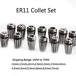 CNC Spindle Motor Kits, Square 110V 1.5KW Air Cooled Spindle Motor, 1.5KW VDF, 2.75Inch bruches, 40Inch Electric Wire,13 pcs ER11 Collets for CNC Router Engraving Milling Machine