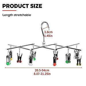 JSFPMC Drying Hanger, Hanging Drying Rack, Drip Hanger Stainless Steel with 10 Pegs for Laundry Underwear Socks, The Clips Release Quickly, Folding Portable