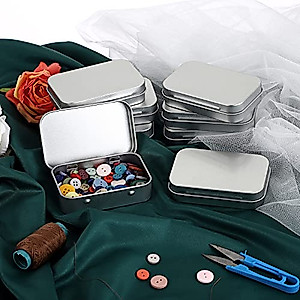 BTSKY Metal Hinged Tins Box Containers Small Metal Tins with Lids Metal Box Tin Cans Mini Bead Organizer for Craft Storage Jewelry Candy Small Pill Box Compact Size 3.85x2.5x0.86 Inches, 8PCS Silver