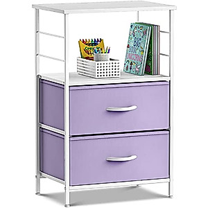 Sorbus Kids Dresser with 6 Drawers and 2 Drawer Nightstand Bundle - Matching Furniture Set - Storage Unit Organizer Chests for Clothing - Bedroom, Kids Rooms, Nursery, & Closet (Purple)