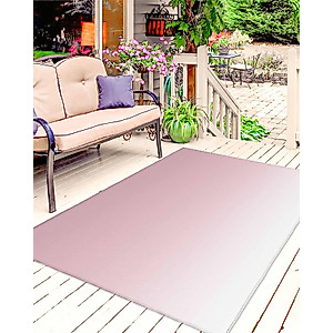 Pink White Ombre Outdoor Rug for Patio/Deck/Porch, Non-Slip Large Area Rug 5x8 Ft, Pink Gradient Color Modern Abstract Art Indoor Outdoor Rugs Washable Area Rugs, Reversible Camping Rug Carpet Runner
