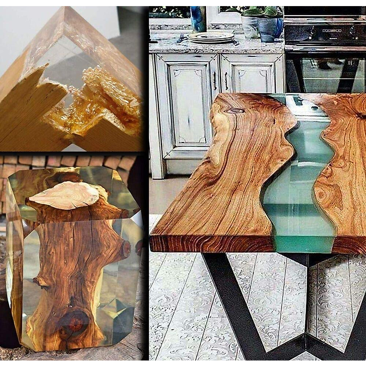 Epoxy Resin Crystal Clear Kit for Art, Jewelry, Crafts, Coating- 16 OZ Including 8OZ Resin and 8OZ Hardener | Bonus 4 pcs Measuring Cups, 3pcs Sticks, 1 Pair Rubber Gloves by Puduo