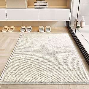 Yancorp 2'x3' Small Area Rug Beige White Berber Rug Indoor Door Mat Entrance Entry Way Rug Non-Slip Doormat No Shed Jute-Look Rugs Patio Porch Washable Rugs