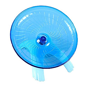 3 in 1 Hamster Water Bottle + Hamster Flying Saucer Exercise Wheel for Dwarf Hamster Mouse Rat Hedgehog (Blue)