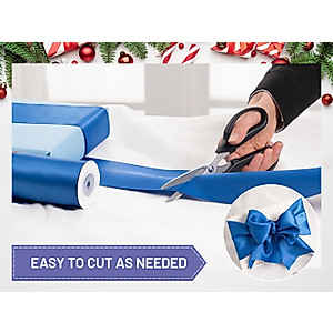 FAKILO Blue Satin Ribbon, 4 Inch Wide Double Faced Royal Blue Ribbon for Gift Wrapping Wedding Chair Pageant Sashes Craft Bow Making Christmas Party Decor Cutting Ceremony Kit Grand Opening -10 Yards