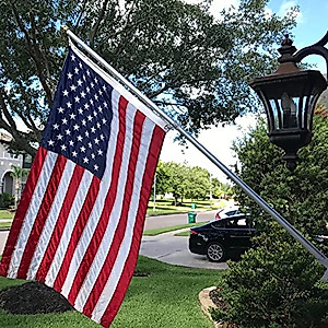 American flag with pole,Flag poles kit for 3 x 5 Flags Holder,Including 100% Polyester Flags, 6 FT stainless steel No Tangle Spinning Pole and 2-Position Flag Pole Bracket（American flag）