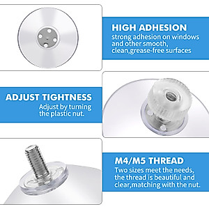 Grevosea 12 Pieces Suction Cup Hooks,Suction Cups for Glass Table Tops Clear Plastic Sucker Pads with Screw and Nut for Outdoor Kitchen Bathroom Shower Wall Window Mirror Glass Daily Hanging 40 mm