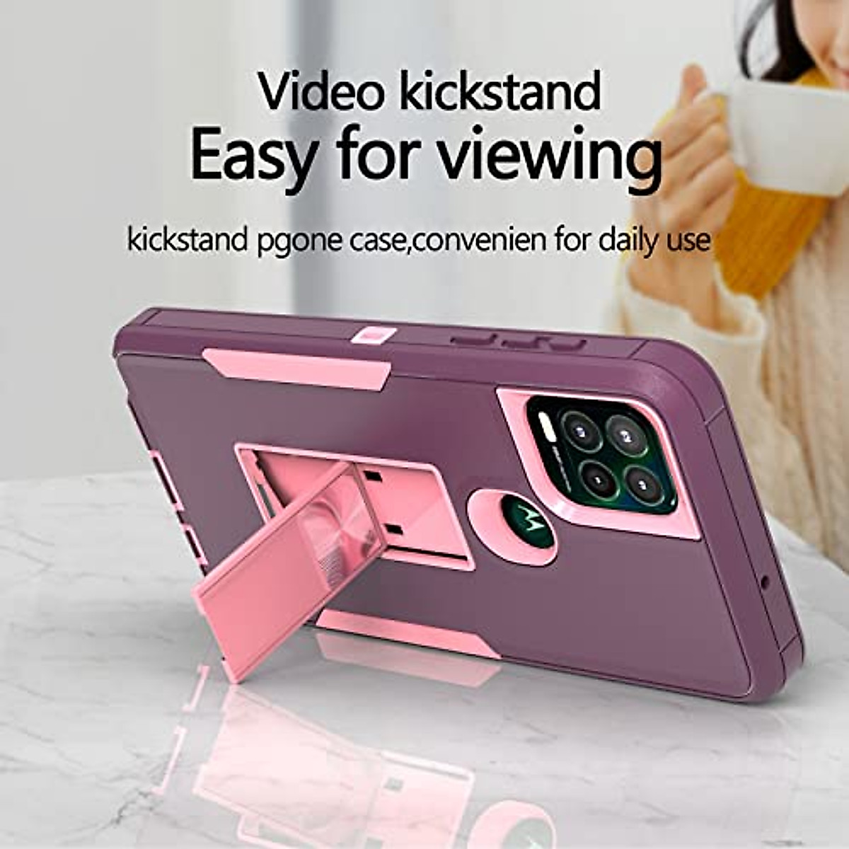 MDCN Military Grade Moto G Stylus 5G Case 2021 - Purple, HD Screen Protector, Magnetic Kickstand, Car Mount, Heavy Duty Protection