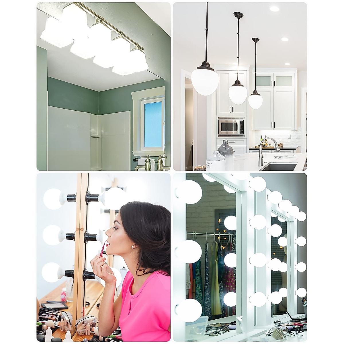 4 Pack Daylight LED Globe Light Bulbs for Bathroom, 120V 60 Watt Eqv., E26 Medium Base, Non-Dimmable Vanity Light Bulbs Round, 5000K Bright G25 LED Bulb Over Mirror