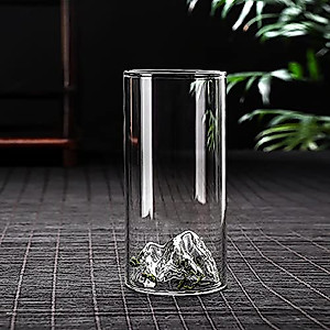 SFXFJ Juice Glasses, 6(5&1) Packs Crystal Mountain Old Fashioned Glasses, Borosilicate Glass Tea Cups, Bourbon Glasses for Men and Women(350ML/12OZ)