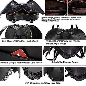 Women Backpack Novelty Bat Wings Daypack Gothic Purse Punk Lace Lolita Bag Lady, Black