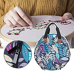 Camidy Portable Embroidery Storage Bag Oxford Cloth Leaf Pattern Thread Needle Embroidery Tools Organizing Handbag Multifunctional Storage Bag