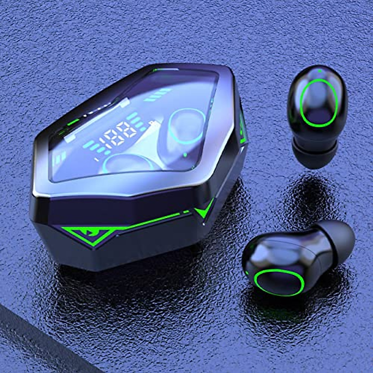 Wireless Bluetooth 5.2 Earbuds with RGB Light with Wireless Charging Case,Super HiFi Sound,Touching Control with Earhooks Headset Built-in Mic for Sport,Clear Calls,Work,Music