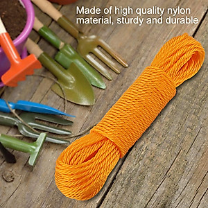 Nylon Clothesline Rope, 20m Windproof Clothes Drying Rope Portable Laundry Line Hanger Rope for Indoor Outdoor Garden Travel Camping Home Hotel(Orange)