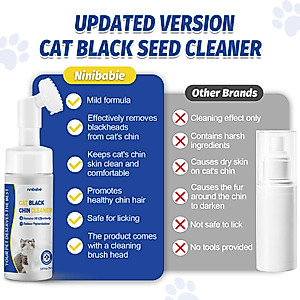 Ninibabie Cat Black Seed Cleaner,Remove Cat Chin Blackheads,Cat Acne Chin Treatment,2-in-1 Wash and Brush,Cruelty-Free and Freshness 5.07 fl.oz