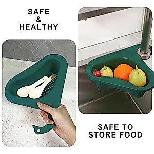 OFCTACK Swan Drain Strainer Basket 2 Pack Plastic Kitchen Garbage Disposal Stopper Sink Corner Accessories for Faucets Diameter Max 1.8 inches, Green