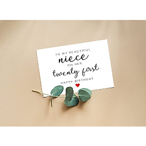 Emily gift Niece 21st Birthday Card - To My Beautiful Niece On Her Twenty First - 21st Birthday Card Niece - Happy Birthday