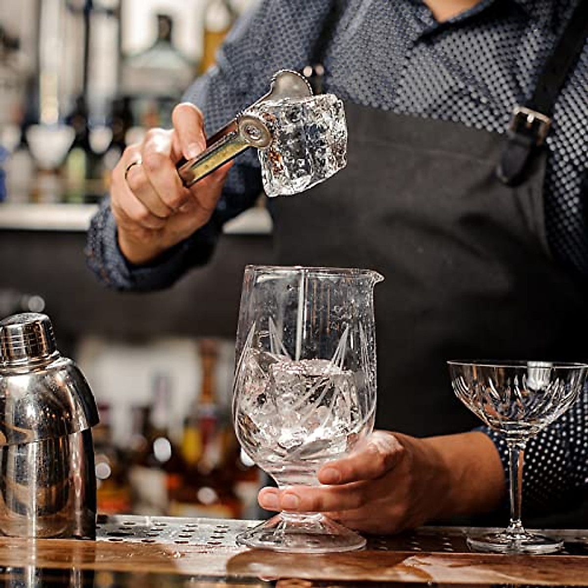 NUTJAM Stainless Steel Ice Pick,1 Pack Pick Tool with Safety Cover, Non-slip Wooden Handle Pick for Bars, Kitchen, Bartender Breaking Ice