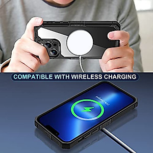 TENDLIN Compatible with iPhone 13 Pro Max Case with Screen Protector and Camera Lens Protector, Military Grade Drop Protection Crystal Clear Hard Back Soft Bumper Protective Case - Black