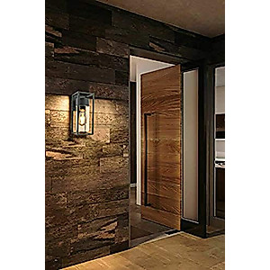 Jorunhe Rectangular Glass Wall Light, E26 E27 Wall Fixture Fitting on a Terrace, Front Door Light, for Home, Garden Wall Lantern Light, Clear Metal Lantern Garden Wall Lamp