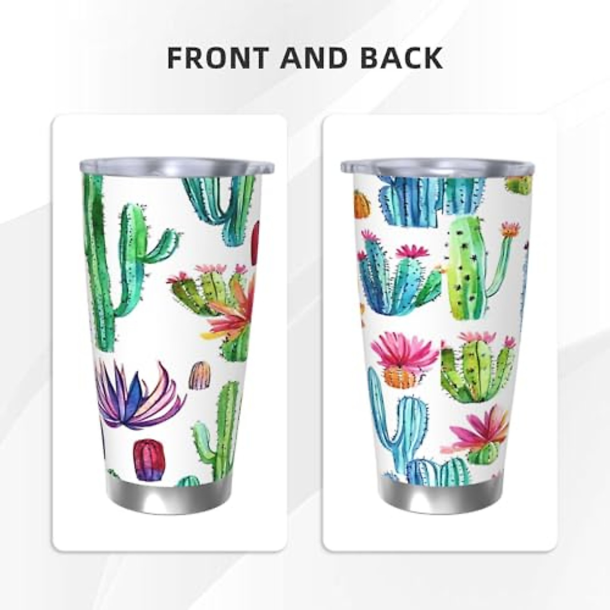 AYCZN Tropical Cactus Flower 20 OZ Tumbler Stainless Steel Travel Coffee Mug, Cacti Plant Insulated Water Bottle with Lid Leakproof Thermal Cup