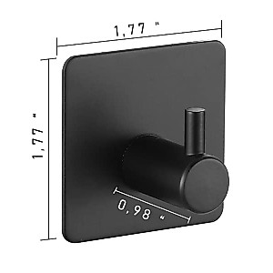 Adhesive Hooks - 5 Pack Heavy Duty Wall Hooks Waterproof Stainless Steel Hooks for Hat Towel Robe Hooks Rack Wall Mount - Bathroom Kitchen Home Hotel Office Cabinet and Bedroom Matte BLACK01