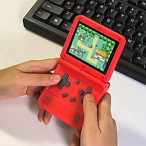 LAPUTA Portable Handheld Game Console- 3" IPS Flippping-Type Retro Screen Protect Rechargeable ABS Game Mini Console Player for Boys Girls Adults (Orange)