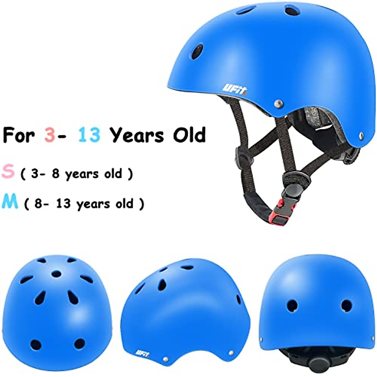 Kids Protective Gear Set and Helmet,Boys Girls Adjustable Helmet with Pads Set Knee Elbow Pads and Wrist Guards for Roller, Scooter, Skateboard, Bicycle for 3-8 Years Old Kids (Blue)