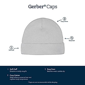 Gerber Unisex Baby 5-Pack Caps, Orange Safari, 0-6 Months