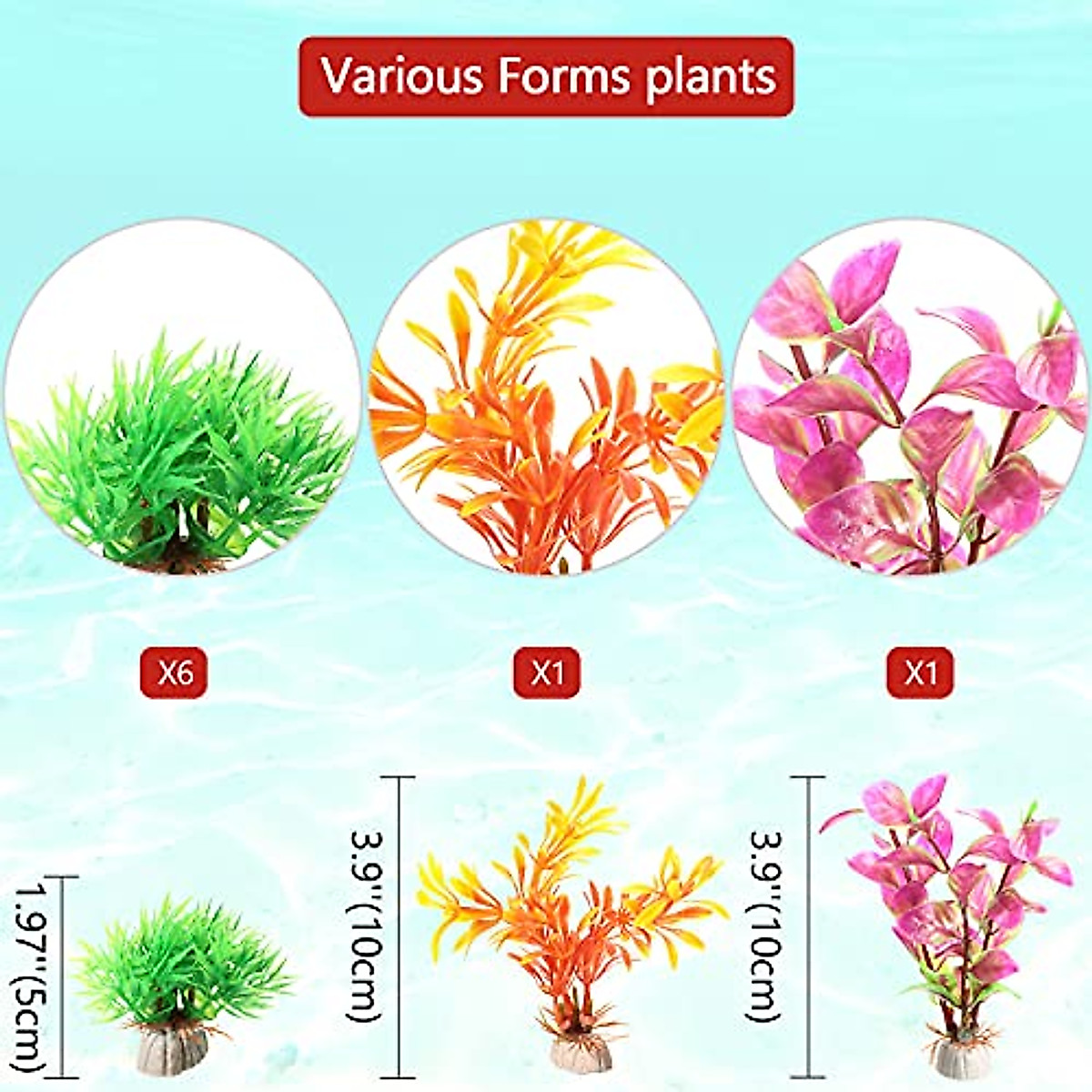 12 Pieces Fish Tank Plant with Rockery View Artificial Aquarium Plants Landscape Simulation Plastic Hydroponic Plants Mountain Rock Artificial Aquarium Plants for Fish Tank Betta