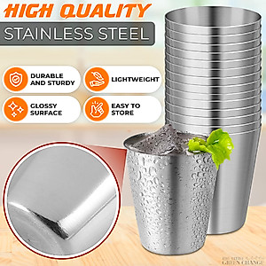 30 ml Stainless Steel Shot Glasses Drinking Vessel - 15 Pcs Outdoor Camping Travel Coffee Tea Cup, Silver Cup - Unbreakable Metal Shooters for Whiskey Tequila Liquor Great Barware Gift