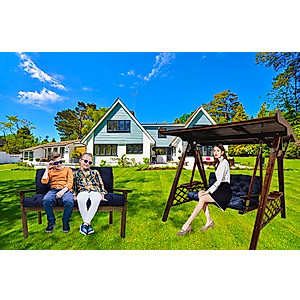 liquor red Thicken 5"Swing Chair Pads for Garden Patio Swing Replacement Cushions with Backrest Waterproof Bench Cushion for Outdoor Furniture 2-3 Seater Washable Swing Replacement Cushions/60"x40"