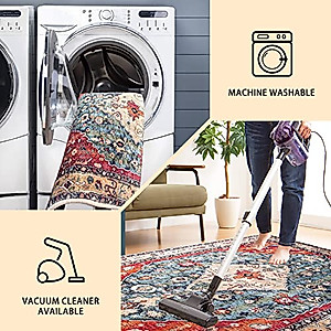 EARTHALL Boho Rug 2.6x10 Washable Persian Distressed Tribal Entry Throw Area Rug Faux Wool Soft Fuzzy Rugs Non-Slip Low-Pile Indoor Accent Rug for Front Entrance Kitchen Living Room