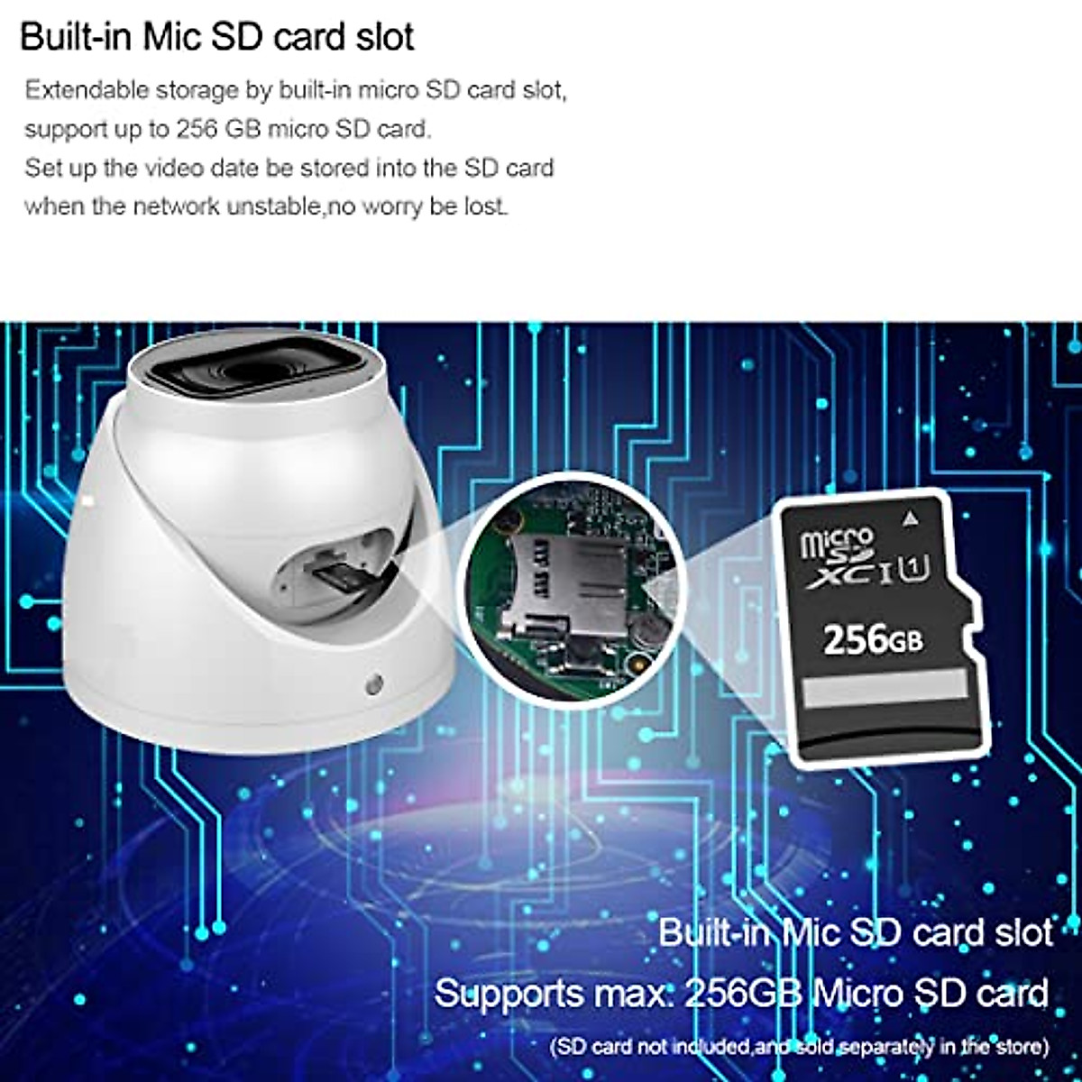 Starlight 4MP IP Camera PoE 2.8mm, Outdoor Turret Security Camera with Built-in Mic, Human/Vehicle Detection,IR 164fts Night Vision, IP67 Weatherproof, CCTV Surveillance System,SD Card Slot（256GB）