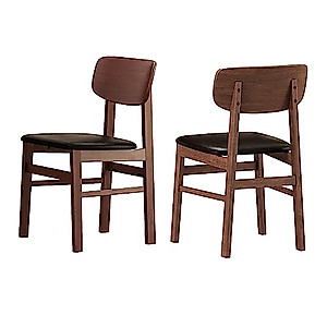 RUNWON 5 Pieces Rustic Retro Kitchen Set with 1 Dining Table and 4 Chairs, Antique Brown