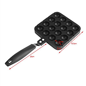 Takoyaki Pan, 16 Holes Takoyaki Pan Home Kitchen 16-Cavity Baking Japanese Octopus Ball Maker Grill Plate Black