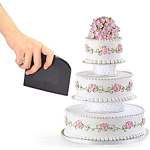 Leonnn Pan Cream Cake Scraper for Cut Bread,Black 3pcs Durable Dish Scraper,Pot Scraper,Plastic Scrubbers for Pans,Multifunctional Pan Scraper Tool and polyethylene Scraper for Kitchen and Home