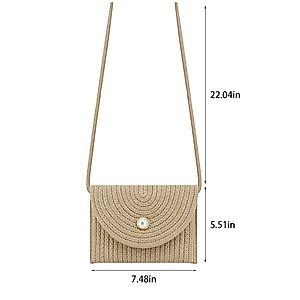 jascaela Women's Straw Woven Crossbody Bag Summer Beach Clutch Purse - Khaki