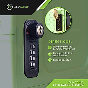 Urban August Dual Combination & Keyed Lockbox - Lockable Box for Everyday Use - Multi-Purpose lock for Home & Office Safety - Made of Industrial-Grade Plastic - One Size (Spring Green)