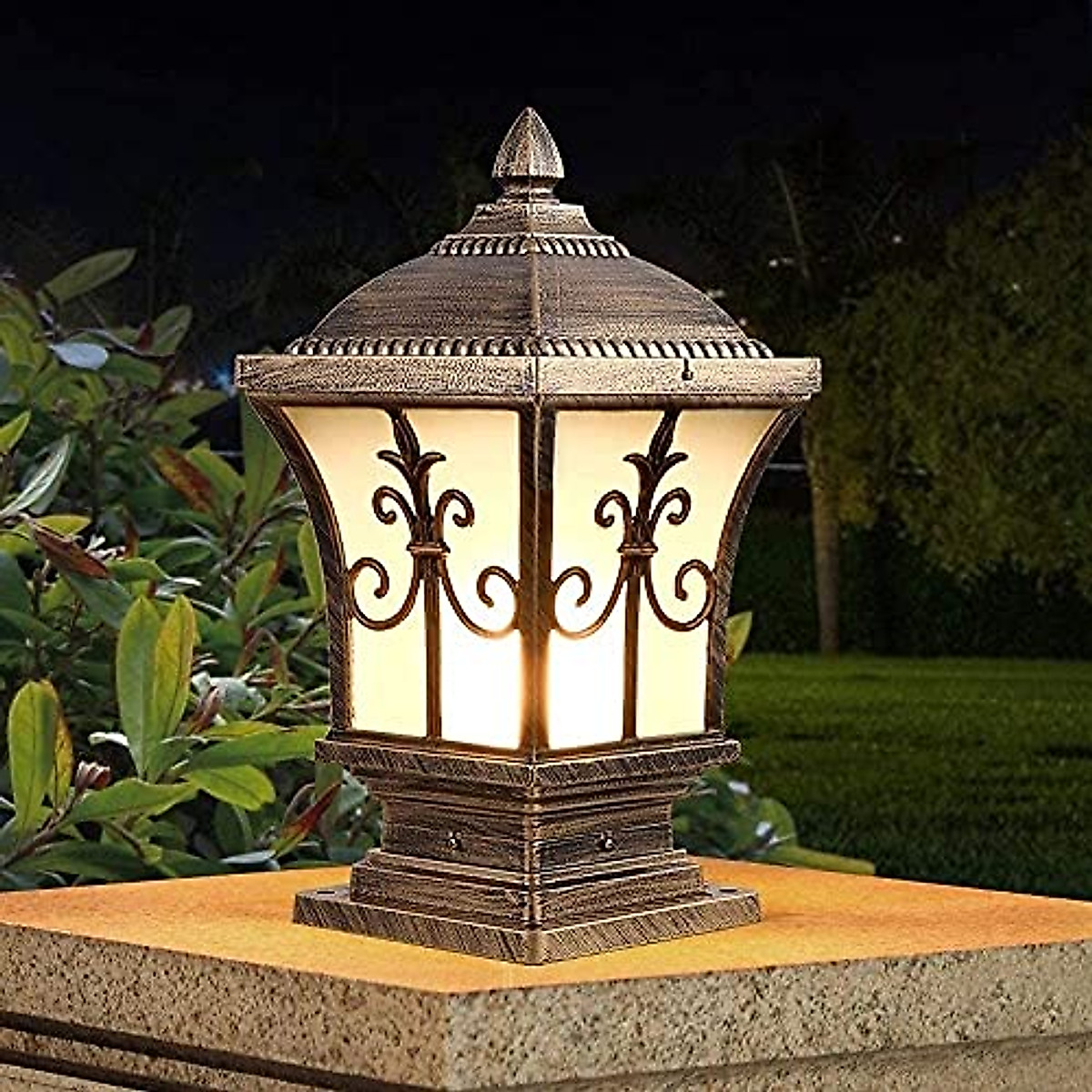 Outdoor garden lights Bonnik Fashion Outdoor Column Headlight Waterproof Pillar Lamp Fence Wall Sconce Exterior Landscape Lighting Fixture Lawn Pillar Lamp For Home Balcony Yard Villa Garden Pool Edge