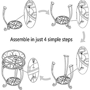 Metal Plant Stand Indoor Outdoor for Round Flower Pot, 2 Tier Potted Holder Rack Rustproof Wrought Iron Heavy Duty Planter Shelf for Corner Living Room Balcony Garden Patio, 19.2 inch, Black