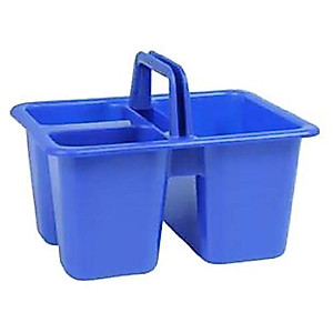 Kids Arts & Crafts Small Plastic Caddies with Handles, 3 Compartments, Assorted Colors 4-ct Set