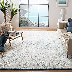 SAFAVIEH Glamour Collection 9' x 12' Blue/Ivory GLM660M Handmade Premium Wool Area Rug